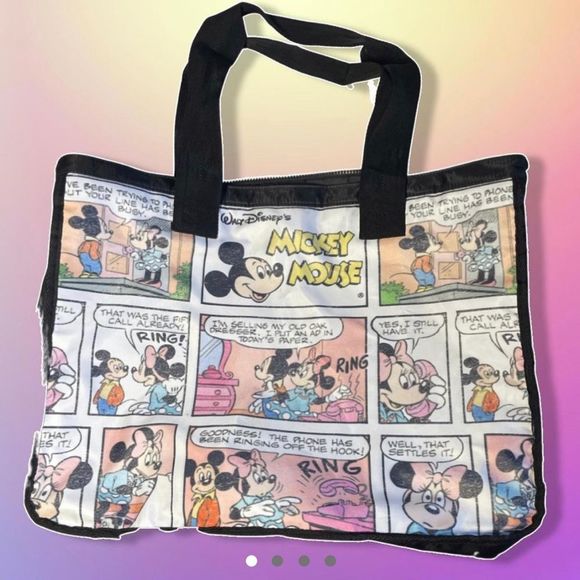 Disney | Bags | Disneystore 22 Mickey And Minnie Comic Strip Tote Bag ...